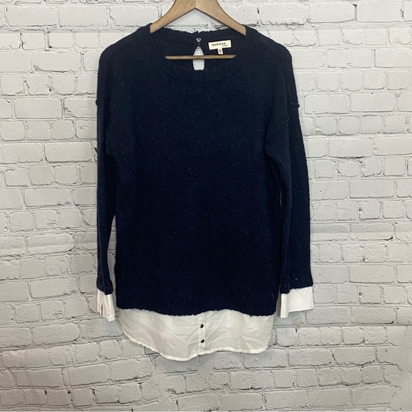 Monteau | Sweaters | Monteau Navy And White Layered Sweater | Poshmark